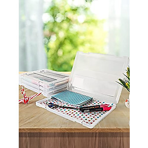 VIXKEXN 2 Pack Portable Project Case for 8.5 x 11 Letter A4 File Paper, Plastic Scrapbook Paper Storage Box, Documents Magazines Protector, Office Supplies File Storage Case ( 12.52 X 9.45 X 0.94