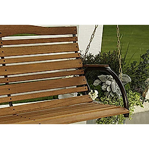 Woodlawn&Home Hardwood Porch Swing with Chains in Bronze Finish, 300013