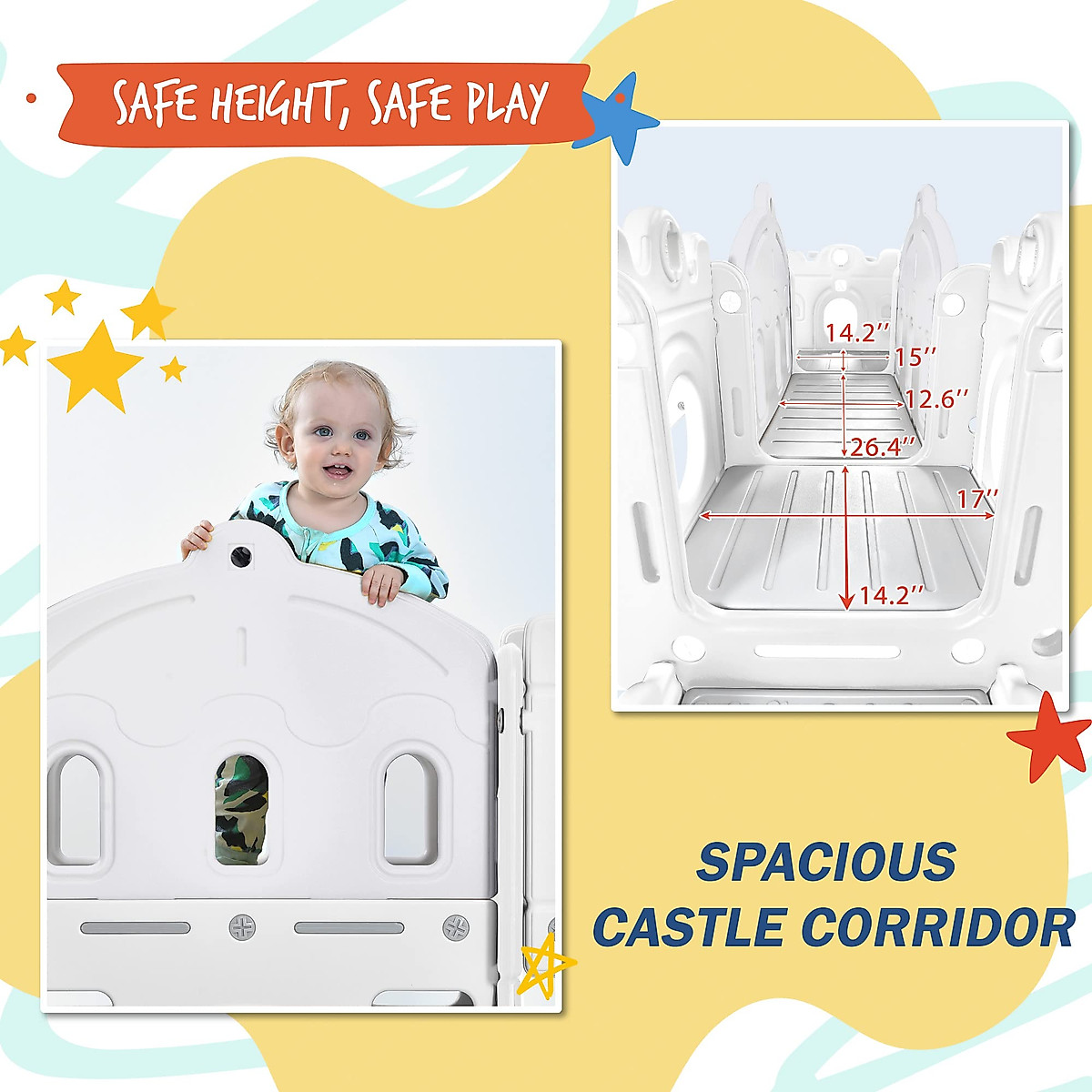 Merax 6-in-1 Kids Slide with Climber, Basketball Hoop, Tunnel and Storage Space, Outdoor Indoor Slide Playset for Toddlers Age 1-12