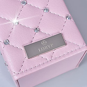 LORYP Makeup Brush Holder Crystal Brushes Cup Pink PU Make up Brush Case Bag Storage for Women