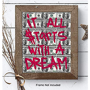 Office Wall Art, Home Decor - Motivational 8x10 Poster Print in Graffiti, Street Art, Mural Style - Unique Room Decorations and Gift for Entrepreneur - Unframed Photo