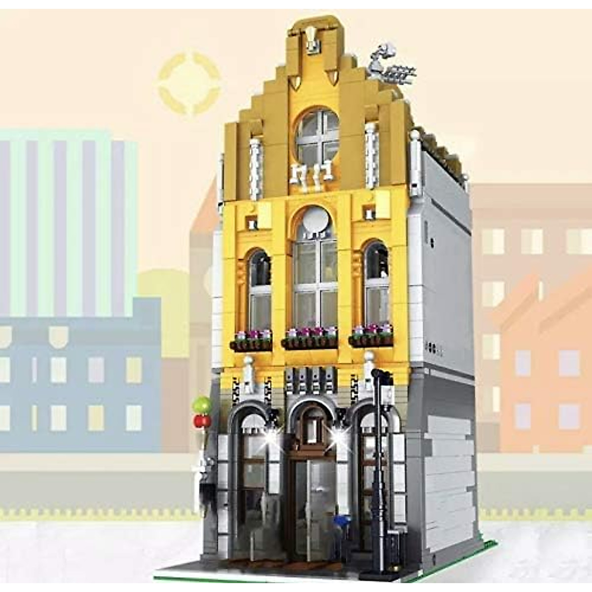General Jim's Architecture Building Blocks Lighted Ice Cream Parlor 2605 Pieces with LED Light Set Included City Store Building Toy Set for Adults and Teens