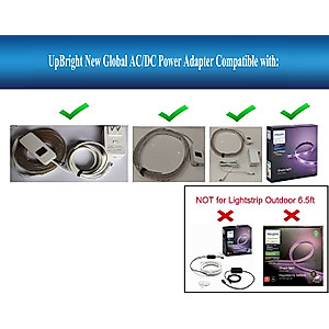 UpBright 24V AC/DC Adapter Compatible with Philips Hue Lightstrip Plus 2.0 HUE20 800276 800268 555334 Light Strip HUESTRIPMK2 71901 71902A 71903 S020CM2400083 S020YM2400083 20W 0.83A LED Power Supply