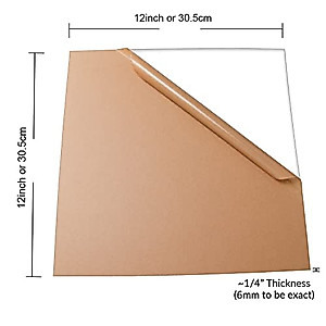 Umootek Acrylic Sheet Clear Cast Plexiglass 12 x 12 inches Square Panel 1/4 Thick (6mm) Clear Plastic Plexi Perspex Plate Panel with Protective Paper for Signs, DIY Display Projects, Craft