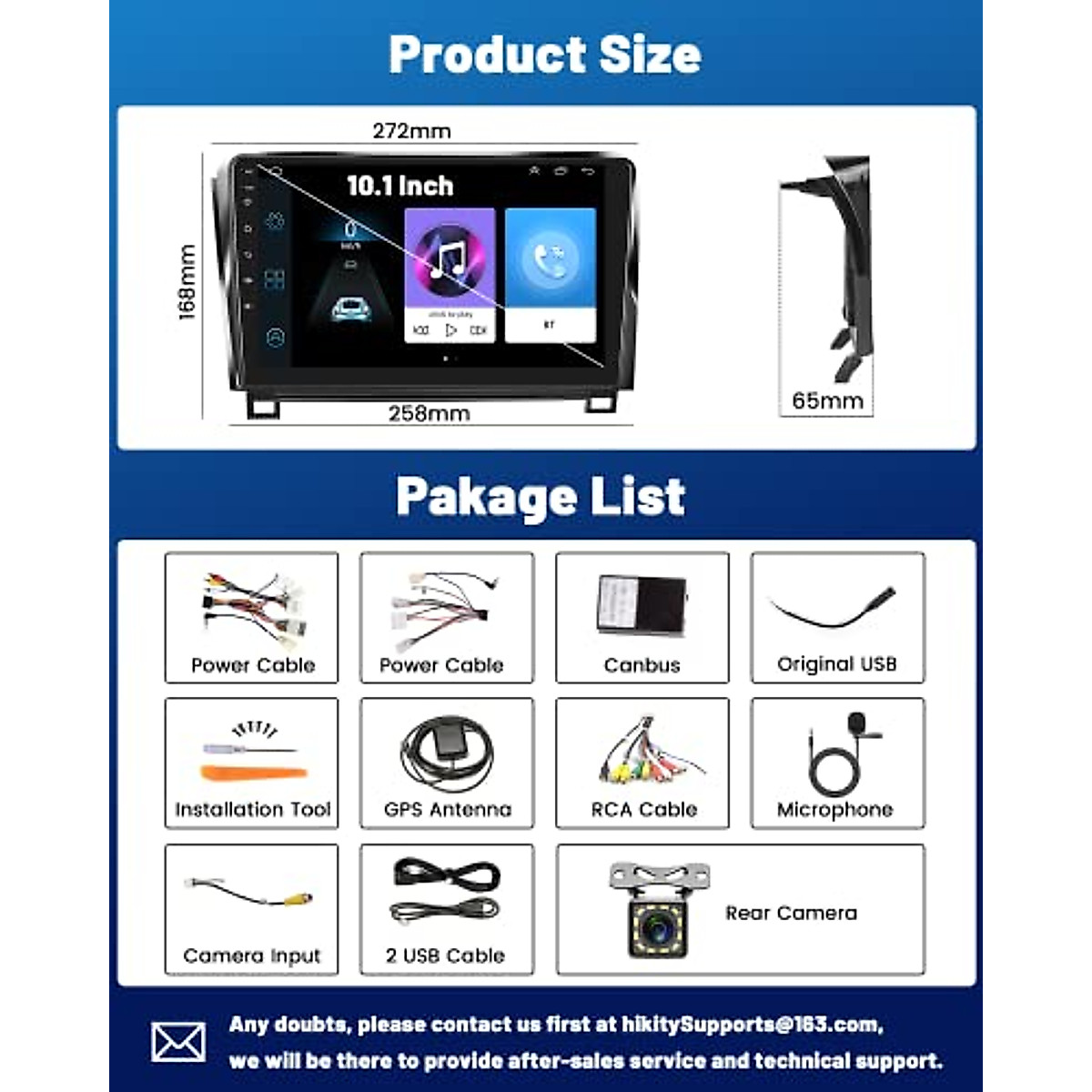 Andriod Car Stereo for Toyota Tundra 2007-2013 & Toyota Sequoia 2008-2019 Radio, 10.1 Inch Touch Screen Car Audio Receiver Bluetooth with GPS Navigation WiFi SWC Backup Camera External Mic