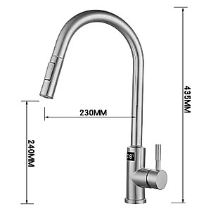 Yalsfowe Touch on Kitchen Faucet, Kitchen Faucet with Pull Down Sprayer, Smart Sensor Kitchen Facucet Stainless Steel, Kitchen Sink Faucet with Temperature Display, 360° Kitchen Mixer Tap,Brushed nick