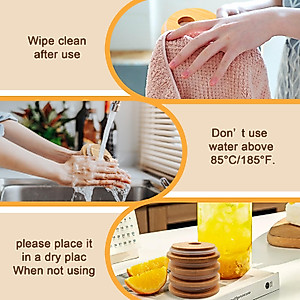 4 Pack Bamboo Lids For Glass Cups,Cymuber Reusable Wooden Lids for Glass Cups,Fit for 2.36 inch/60mm Internal Diameter Airtight Regular Mouth with Canning Lids for Drinking jars, Beer Glasses,Soda Can