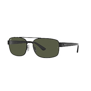 Ray-Ban Men's RB3687 Square Sunglasses, Black/Green, 61 mm