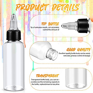 Gandeer 96 Pieces 2 oz Clear Dispensing Bottles Plastic Bottles with Twist Caps Twist Top Bottles Boston Round Bottles for Liquids Oils Inks Crafts Condiments(2 oz, 4.76 x 1.38 Inch)