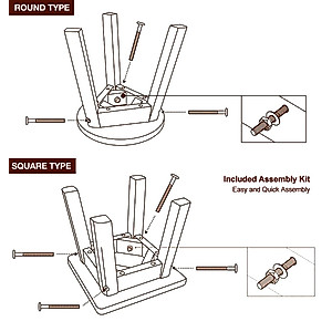 KSG kumsun Wooden Stools – Durable Wooden Stool for Bathroom, Kitchen, Bedroom, Kid’s Room – Square Low Stool with Assembling Kit – Durable and Long-Lasting Design – Practical and Versatile