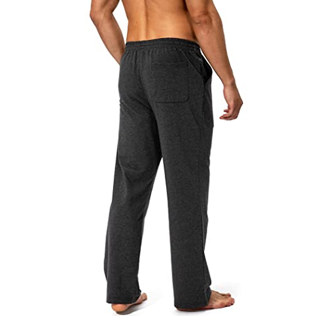 Pudolla Men's Cotton Yoga Sweatpants Athletic Lounge Pants Open Bottom Casual Jersey Pants for Men with Pockets (Charcoal Small)