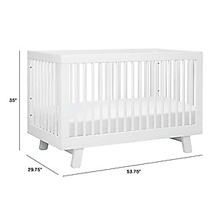 Babyletto Hudson 3-in-1 Convertible Crib with Toddler Bed Conversion Kit in White, Greenguard Gold Certified , 53.75x29.75x35 Inch (Pack of 1)