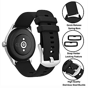 Anbeer Silicone Watch Band 16mm Quick Release Rubber Watch Straps for Men Women,Silver Stainless Steel Buckle