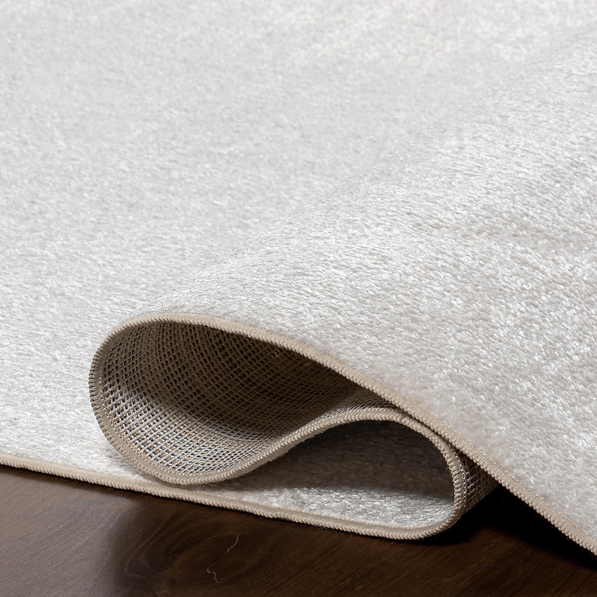 nuLOOM 9' x 12' SpinClean Solid Low-Pile Indoor Area Rug, Machine Washable, Non Shedding, Bed Room, Living Room, Dining Room, Cream