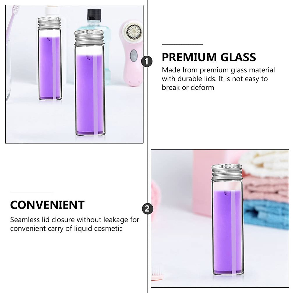 Cabilock 10pcs Clear Flat Glass Test Tubes with Screw Caps Large Test Tubes Containers for Bath Salt Candy Storage 80ml