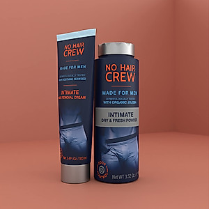 No Hair Crew | Intimate Bundle | Includes Hair Removal Depilatory Cream for Men and Dry & Fresh Body Powder for Sweat and Odor Control