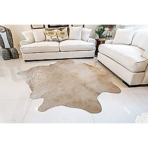 Genuine Palomino White and Beige Cowhide Rug 6 x 7-8 ft. 180 x 240 cm