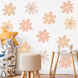 12 Sheets Daisy Wall Decals Flower Wall Stickers Large Daisy Wall Stickers Daisy Decals for Wall Peel and Stick for Nursery Bedroom Living Room Wall Decor (Bright Color)