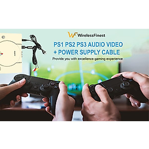 AC Power Supply + Audio Video RCA AV Cable Adapter Cord To External TV Screen Monitor For Sony Playstation 1 2 3 PS1 PS2 PS3 PSX Original FAT Gaming Systems Console Bundle Set Accessory