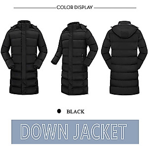 HMLOPX Men Women Down Long Quilted Coat, Puffer Jacket Windproof Quilted Down Parkas with Hood (Color : black, Size : S-Small)