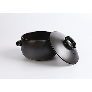 BALWOO Korean Earthenware Pot Ttukbaegi, Ceramic Clay Cooking Pot Petalite Casserole, Heat Resistant Ceramic Pot, Zero-Crack Stone Bowl Stockpot Soup Cookware (Mini)