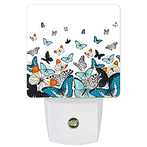 Big buy store Night Lights Auto Sensor Butterfly Floral Plug-in LED Nightlights Dusk to Dawn for Living Room, Bedroom, Bathroom, Kitchen, Hallway, Stairways, Country Style Colorful Butterfly