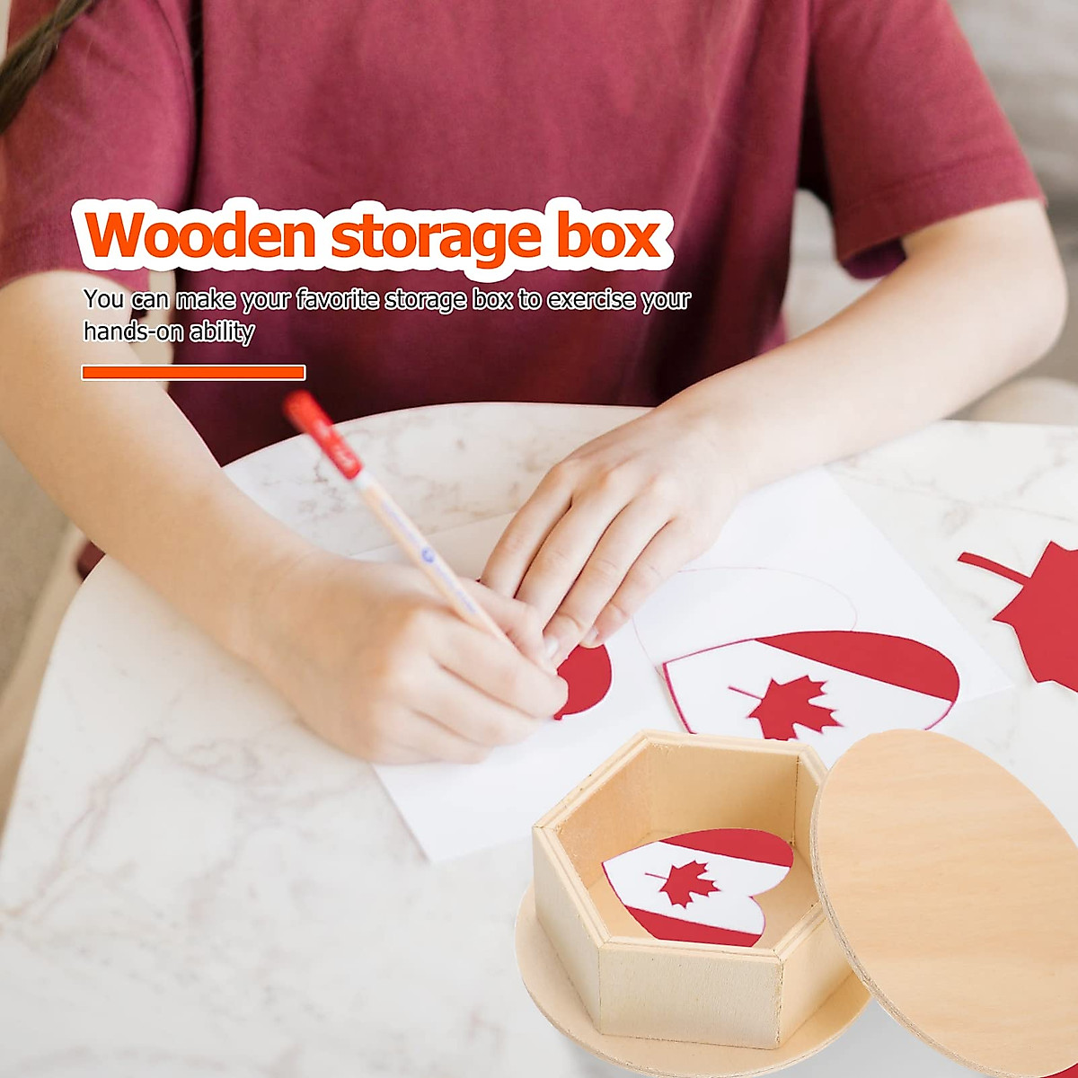 SEWACC 6 Pcs Diy Storage Box Small Containers Clay Storage Bins Simple Storage Holder Wood Storage Case Sundries Case Wood Organizing Container Wood Case Small Wooden Box Round