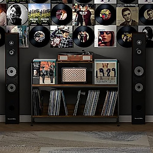 Home Speaker with Premium Audio | Rich Bass, Rotary Dial for Volume Control | Toggle Switch, Wireless Bluetooth & 3.5mm Aux Input for Turntable | Record Player, AC Powered (Upgraded Version)