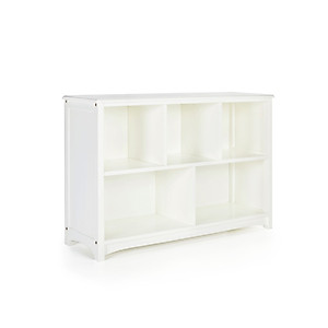 Guidecraft Classic White Bookshelf: Children's 5 Compartment Toy, Bin, Art, Clothes and Book Storage - Wooden Playroom and Bedroom Furniture For Kids