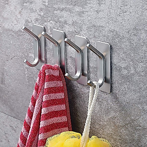 YIGII Towel Hooks + Paper Towel Holder Under Cabinet - Self Adhesive for Kitchen,SUS-304 Stainless Steel Brushed