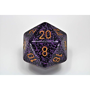Chessex 34mm Single Speckled Hurricane D20 Die, 20 Sides, Polyhedral Die, Table Game Accessories, Role Play, Dungeons and Dragons(D&D)