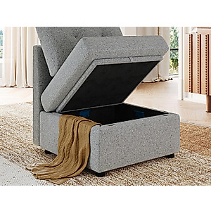 LINSY HOME Oversized Modular Sectional Sofa, RUBIK III 4 Seat Modular Sofa with Ottoman, L Shaped Corner Couch with Storage, All Covers Changeable Washable, Grey