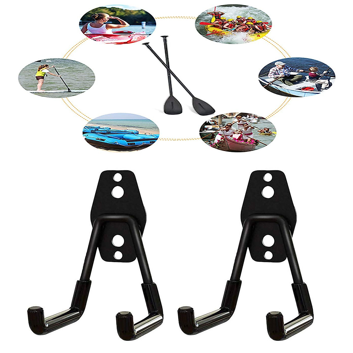 Todefrgu Kayak Oars Holds Rack, Paddle Mount Hanger, Kayak Paddle Wall Hanger, Paddle Rack Perfect for Display & Storage Wall Mounts, for Oar Hangers for Garage, Dock or Shed, NO Paddle - 2-Pcs
