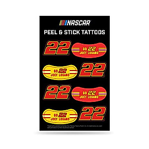 Rico Industries NASCAR Joey Logano Vertical Tattoo Peel & Stick Temporary Tattoos - Eye Black - Game Day Approved! Small