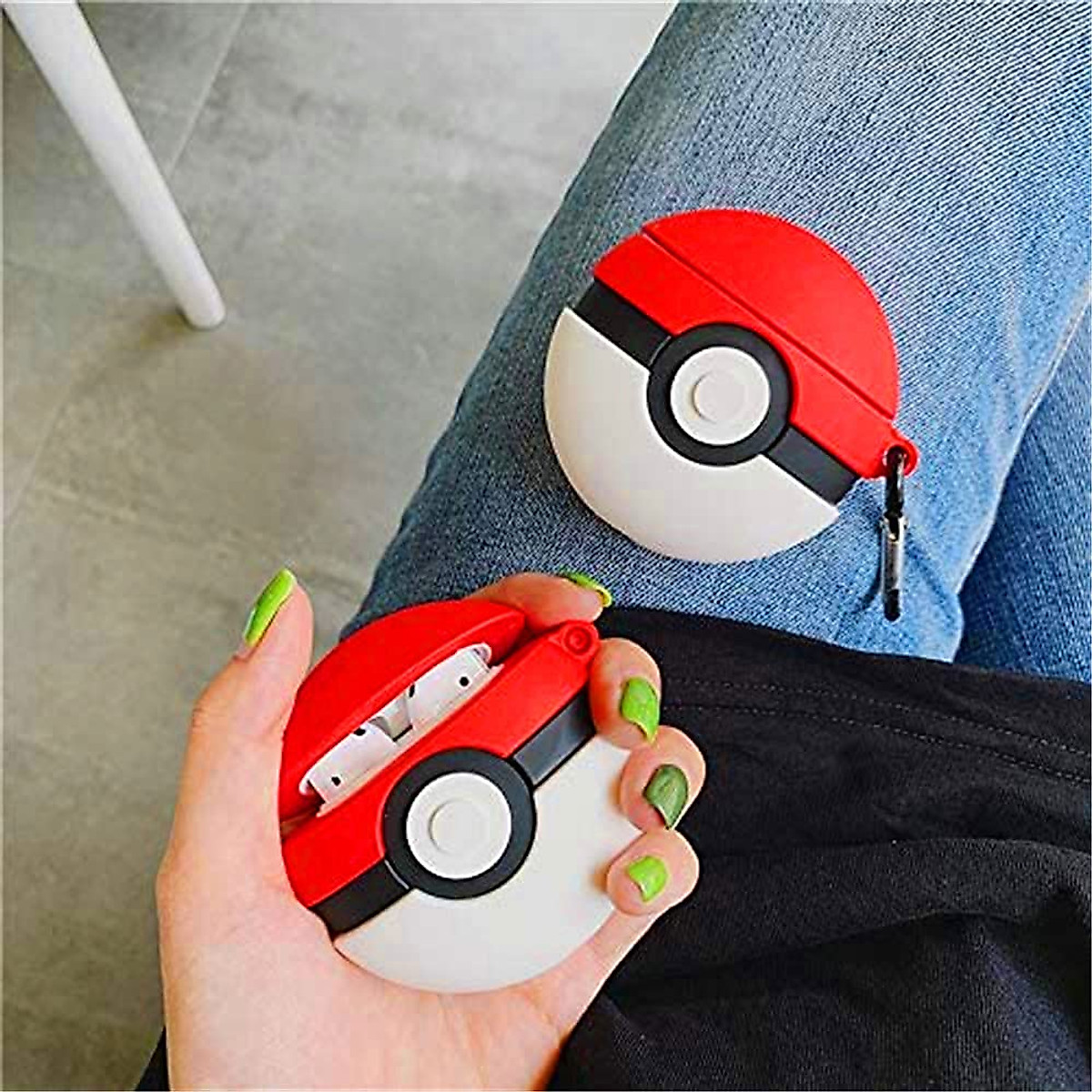 AirPod 2/1 Cases Cartoon Animation Unique Design, Kawaii Funny Skin, Suitable for Airpods Air Pods 2/1 Cover Gift Skins for Men, Women, Youth and Teenagers (Plus Poke Ball)