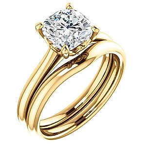 Solitaire Moissanite Engagement Ring Set, 3 CT Cushion Cut Moissanite Bridal Wedding Rings Set for Women, Anniversary Propose Gifts Her, VVS1 Colorless, 925 Silver, 10K 14K 18K Solid Gold (925 Silver (Yellow Gold Plated))