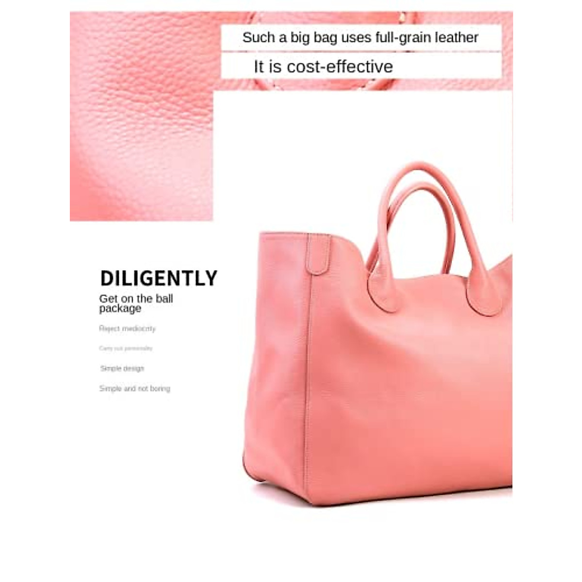 Oversize Tote Bags for Women Genuine Leather Handbags and Purses Brown Large Shopper Bag Female Travel Handbag (A Black,41cm-21cm-34cm)