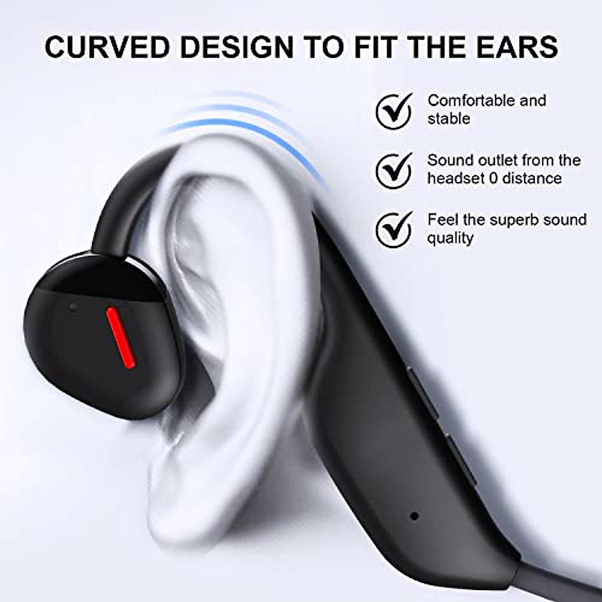 VIDONN Open Ear Headphones, Bluetooth Headset with Microphone, Beyond Bone Conduction- IPX6 Waterproof Sport Headset for Running, Cycling, Hiking, Driving (Black)