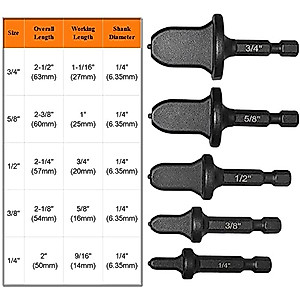 Bestgle 5 Pcs Swaging Tool Drill Bit Set, 1/4 Inch Hex Shank Copper Pipe Swagging Drill Bits Air Conditioner Tube Expander Flaring Tools Copper Pipe Swagging Flare Tools Copper Tubing Repairment Kit