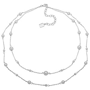 Chaps Women's Double Strand Bead Necklace, Silver