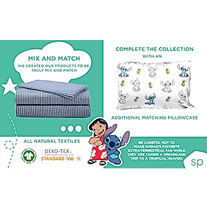 Saturday Park Disney Lilo & Stitch Watercolor Vibes Twin Bed Set - 5 Piece 100% Organic Cotton Bedding - GOTS & Oeko-TEX Certified (Disney Official)
