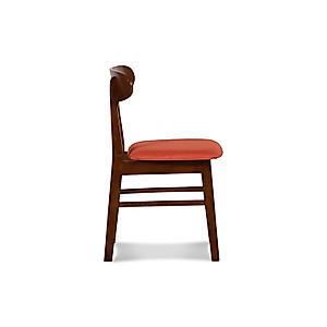 New Classic Furniture Morocco Mid-Century Modern Dining Chair (Set of 2), Orange Cushions, Walnut Brown Finish