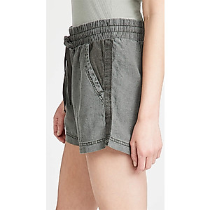 Splendid Women's Elastic Waistband Knit Relay Active Short, Vintage Olive Brown, S