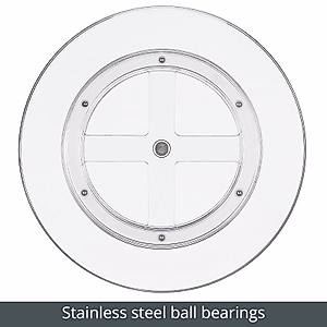 mDesign Lazy Susan Turntable Plastic Spinner for Kitchen/Bathroom, Pantry, Fridge, Cupboards, or Counter Organizing, Fully Rotating Organizer for Food, 11.5" Round - Lumiere Collection - Clear