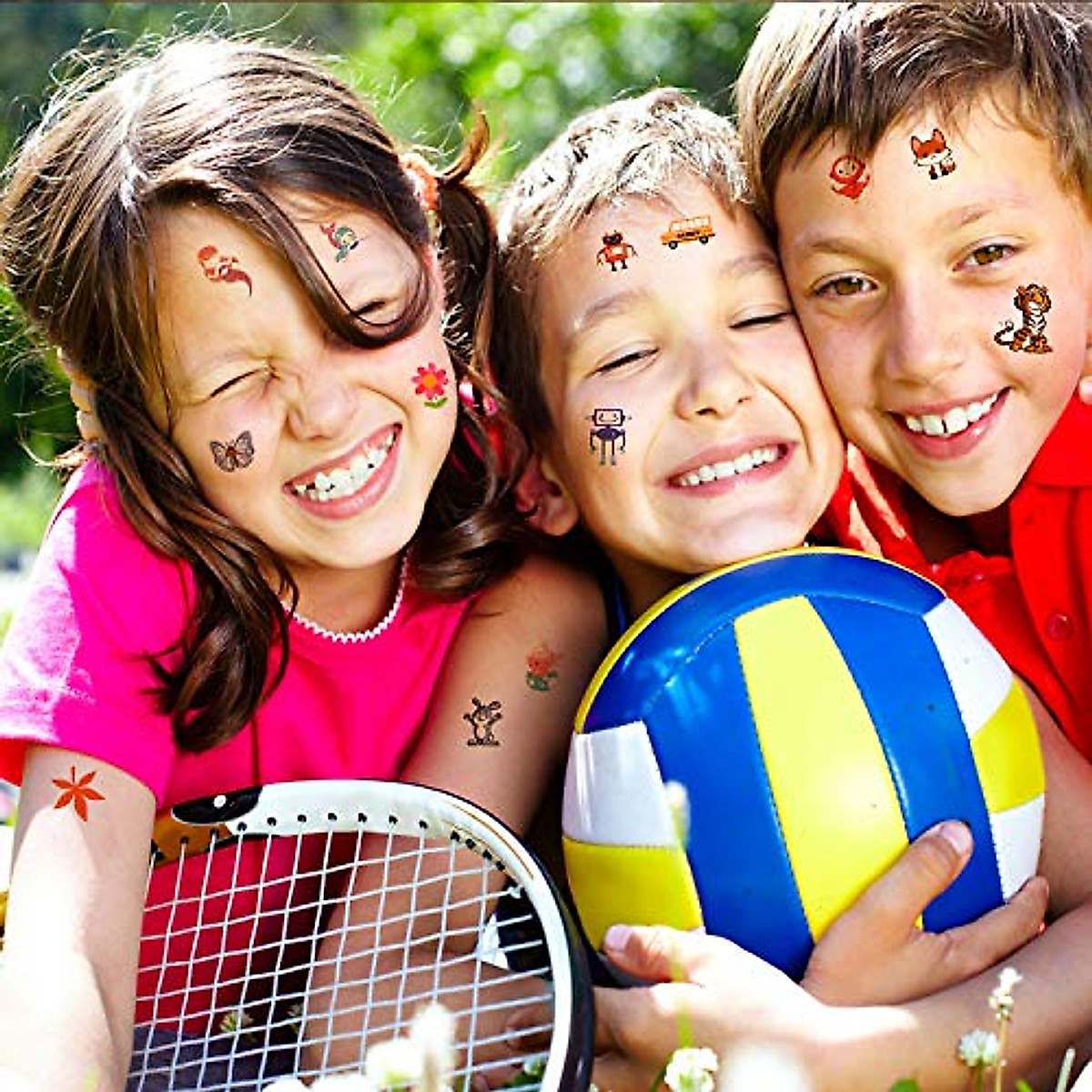 Konsait Temporary Tattoos for Kids, Glow In The Dark Mixed Style Cartoon Tattoo, Luminous Unicorn Mermaid Butterfly Animal Dinosaur Pirate Car Space Fake Tattoo, Boys Girls Party Favor Supplies