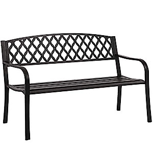 Park Bench Metal Bench 50 Garden Bench Chair Outdoor Benches Clearance Patio Bench Yard Bench Porch Work Entryway Steel Frame Furniture