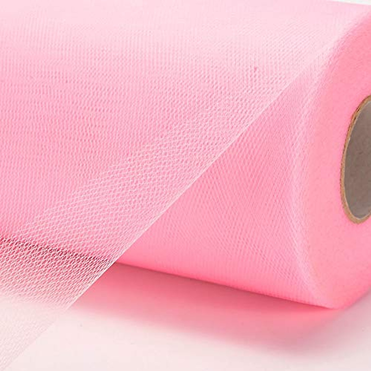6 Inch x 100 Yards Pink Tulle Roll Spool, Fabric Tulle Rolls for Fabric Table Runner Chair Sash Bow Tutu Skirt Sewing Crafting Fabric Wedding Party Gift Ribbon