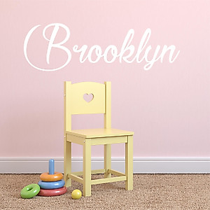 Fancy Cursive Single Personalized Custom Name Vinyl Wall Art Decal Sticker 36" W, Girl Name Decal, Girls Name, Nursery Name, Girls Name Decor, Girls Bedroom Decor, PLUS FREE 12" WHITE HELLO DOOR DECAL