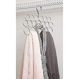 iDesign Axis Metal Loop Scarf Hanger, No Snag Closet Organization Storage Holder for Scarves, Men's Ties, Women's Shawls, Pashminas, Belts, Accessories, Clothes, 18 Loops ,0.3" x 9.9" x 11.2", Chrome