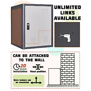 3.5CUB Locker Storage Cabinet, 19.7"H Metal Locker Storage Cabinet With 1 Doors, Small Metal Locker,Lockable Storage Cabinet,for employees,Office,Kids locker - Assembly Required (Elegant Gray)